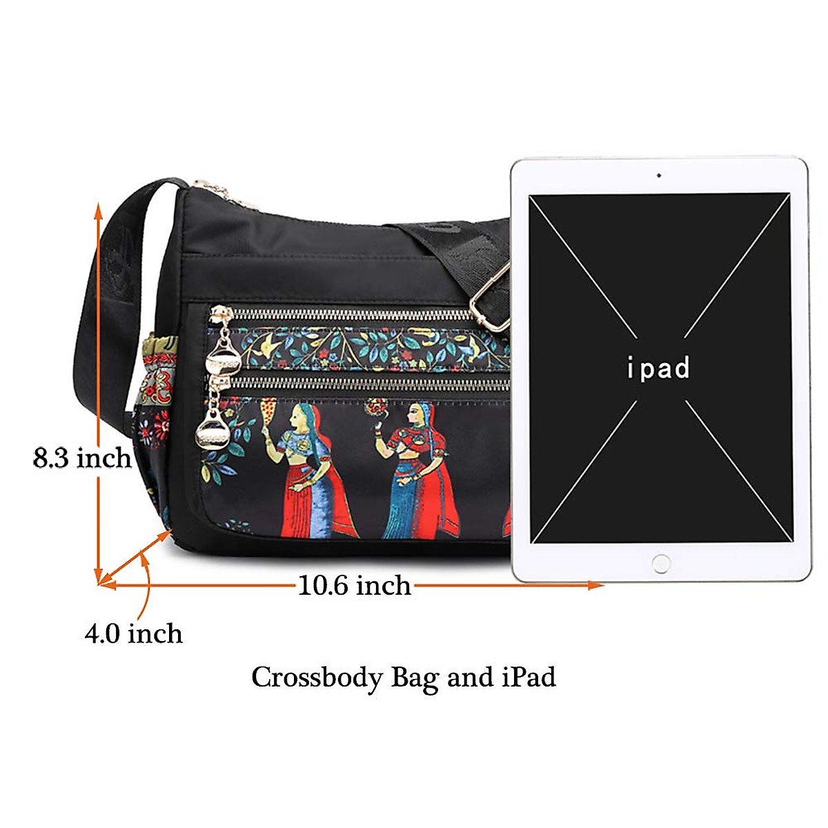 Collsants Small Nylon Crossbody Bag Everyday Purse for Women Travel Shoulder Bag Multi Pocket (zb)