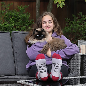 Cavertin Women's Novelty Socks with Gift Box Cat Lover Dog Mom Book Lover Cat Mom Llama Unicorn Sloth Corgi (Cat Lover)