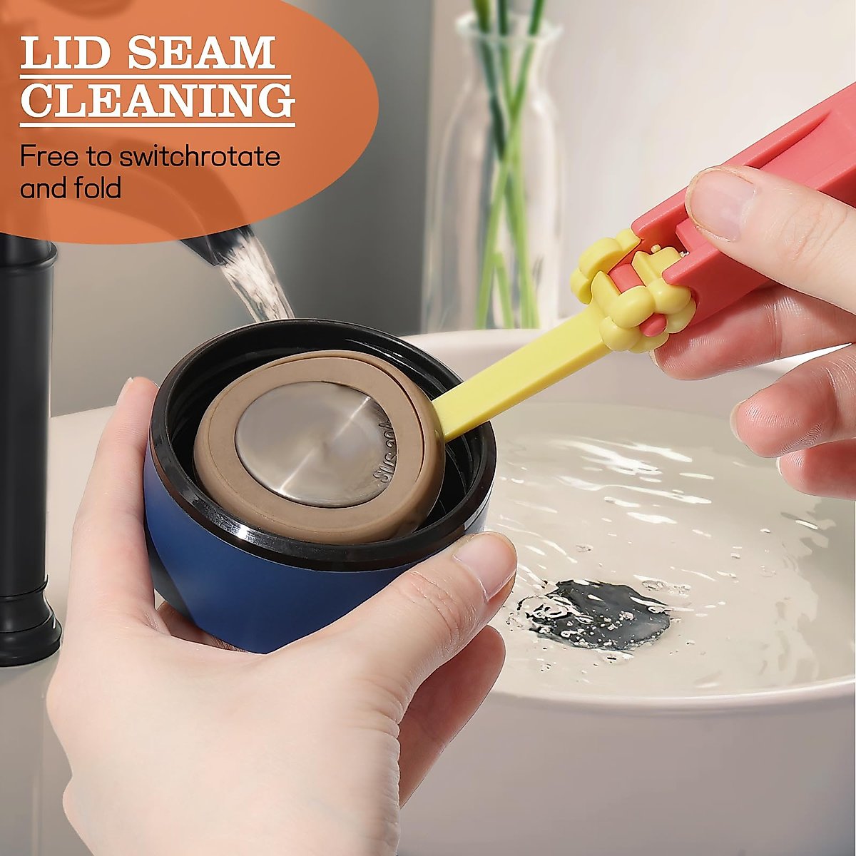 Ieesspd 3 in 1 Cup Lid Cleaning Brush Set - Multi-Functional, Efficient and Durable Brushes for Bottle Gap, Tight Spaces Cup and Portable Cup，Lid Cleaner with Brush(3 Pcs)