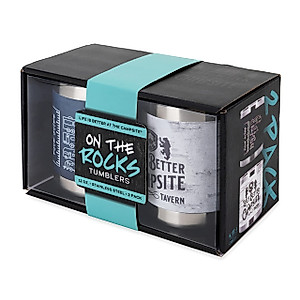 Camco Life is Better at The Campsite Lowball Whiskey Tumblers | Stylish and Insulated Drinkware for Favorite Whiskey or Bourbon | 2-Pack (53328)