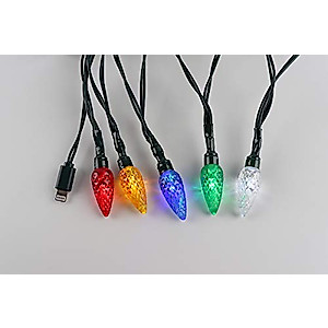 2 Pack KBG LED Christmas Lights Charging Cable, USB Charger Cord Multicolor 10LED 50inch Compatible with Phone 5,5s,6,6plus,6s,6s Plus,7,7plus,8,8plus,X,XR,XS,XS Max,11Pro Max,SE etc (2PCS)