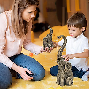 IVCOOLE Garden Statues Elephant Decor with LED Solar Lights - Set of 2 Good Luck Christmas Elephant Gifts for Women,Outdoor Statues Yard Decor for Patio,Porch,Home - Unique Housewarming Gifts