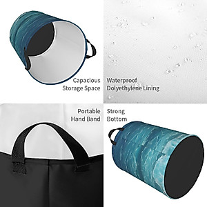 The Deep Ocean Print Laundry Basket for Bathroom Laundry Hamper with Handles Collapsible Circular Hamper Waterproof Dirty Clothes Hamper Organizer Basket