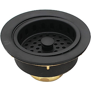 Westbrass A2145-62 3-1/2" Post Style Large Kitchen Sink Basket Strainer, Matte Black