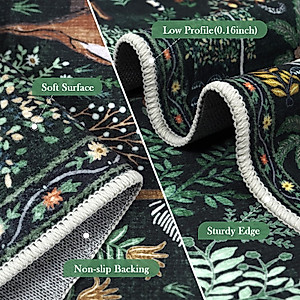 LEEVAN Jungle Area Rug Washable Christmas 6x9 Rug for Living Room, Low Pile Green Bedroom Rug Thick Abstract Animal Nursery Area Rug, Non Slip Carpet for Playroom