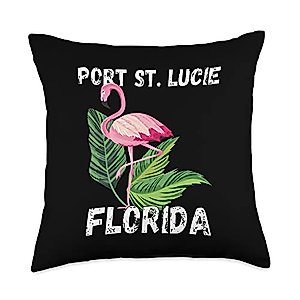 Retro Port St. Lucie Florida Apparel Designs Retro Port St. Lucie Florida Apparel Throw Pillow, 18x18, Multicolor