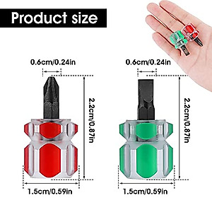 Grevosea 2PCS Sewing Machine Screwdriver Mini Stubby Screwdriver Portable Sewing Screwdriver Tools Cross Head Screwdriver for Sewing Machine Repairing Accessories, One Flat Head and One Phillips