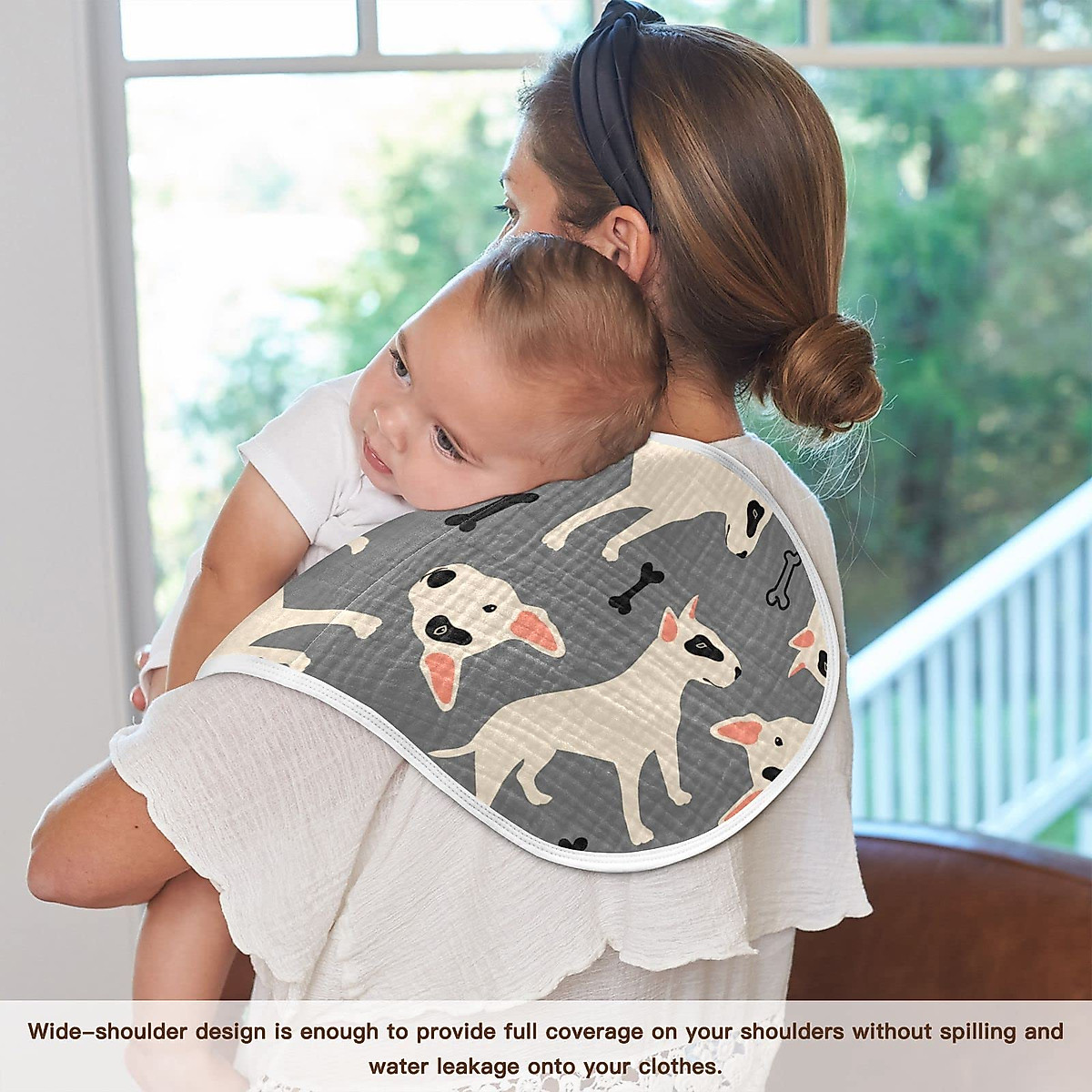 YYZZH Bull Terrier Pitbull Dog and Bone Muslin Burp Cloths for Baby 2 Pack 100% Cotton Baby Washcloths Bibs for Boy Girl