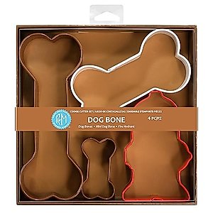R&M International Dog Bone Cookie Cutters, Assorted Bones and Fire Hydrant, 4-Piece Set