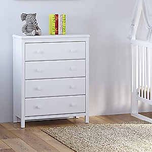 Storkcraft Alpine 4 Drawer Chest (White) – GREENGUARD Gold Certified, Dresser For Nursery, 4 Drawer Dresser, Kids Dresser, Nursery Dresser Drawer Organizer, Chest of Drawers