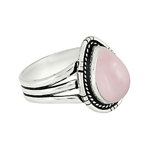 5.08Cts Solitaire Natural Rose Quartz 925 Silver Plated Ring Size 12 For Women, Handmade Pink Stone January Birthstone Ring Jewelry Gift For Women Mom Wife