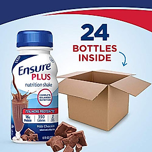 Ensure Plus Nutrition Shake With 16 Grams of Protein, Meal Replacement Shakes, Milk Chocolate, 8 Fl Oz (Pack of 24)