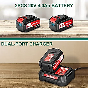 HYCHIKA 40V Cordless Leaf Blower Brushless,453CFM 131MPH Variable Speed 22500RPM,Electric Leaf Blower+2PCS 4.0Ah Li-ion Batteries & Charger,Handheld Sweeper for Blowing Leaves,Dust,Debris,Snow Blower