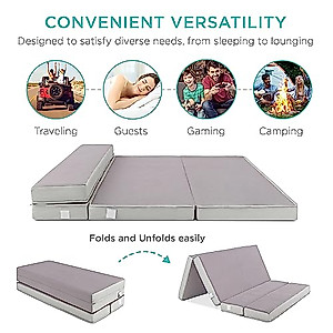 Best Choice Products 4in Portable Mattress Folding Mattress Topper Twin for Camping, Guest, Toddler, Foam Plush w/Carry Case - Gray