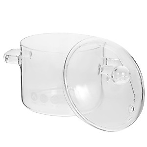 DOITOOL Glass Noodle Bowl Soup Bowl with Lid Handle Ramen Pot Hot Shin Ramyun Pot Mixing Bowl Salad Bowl for Noodles Soup Cereals Fruits 1350ml