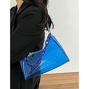 Women Girls Shoulder Bag Fashion Pellucid Jelly Tote Bag Hobo Handbag Purse Summer Solid Lightweight Small