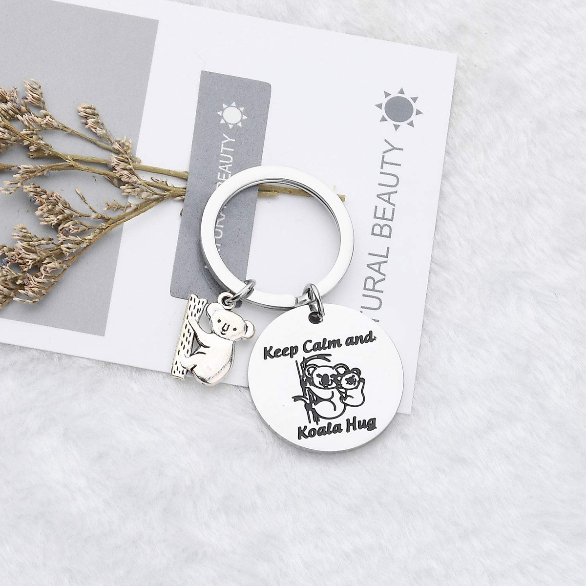 WSNANG Koala Bear Gift Keep Calm and Koala Hug Keychain Animal Lover Jewelry Koala Lover Gift for Family Friends (Koala KC)