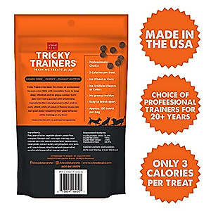 Cloud Star Tricky Trainers Soft & Chewy Dog Training Treats 5 oz Pouch, Peanut Butter Flavor, Grain-Free Low Calorie Behavior Aid with 130 treats