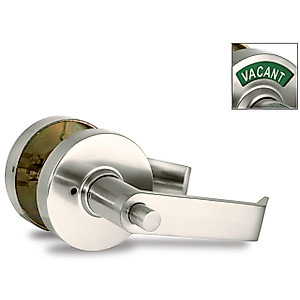 VIZILOK ADA Compliant, Single Egress Indicator Privacy Lock C5FN-L Durable ANSI Grade 2 Comp Commercial LeftHanded Non Reversible in-Use or Vacant Push Button Lever - Satin Nickel