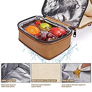 SUNNY BIRD Insulated Dual Compartment Lunch Bag Expandable Roll Top Lunch Box for Adult Women Girl Teen (White, Medium)