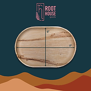 Root House Goods - Palm Leaf Trays 17"x12" Large (12 pk) | Disposable Serving Trays | Eco-Friendly | Compostable Platters for Weddings, Catering Events, Charcuterie, Grazing, Cheese Boards