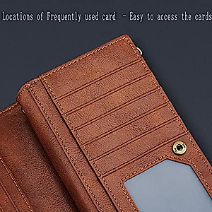 VANNANBA Mens Long Wallet Zipper Full Grain Leather Bifold Checkbook Cards Organized Holder Purse for Business Travel Gift