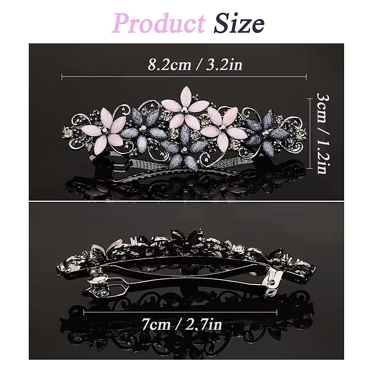 Jakeni Elegant Sparkly Glitter Rhinestones Flowers Hairpins - Vintage French Style Hair Barrettes, Clips and Accessoires for Women
