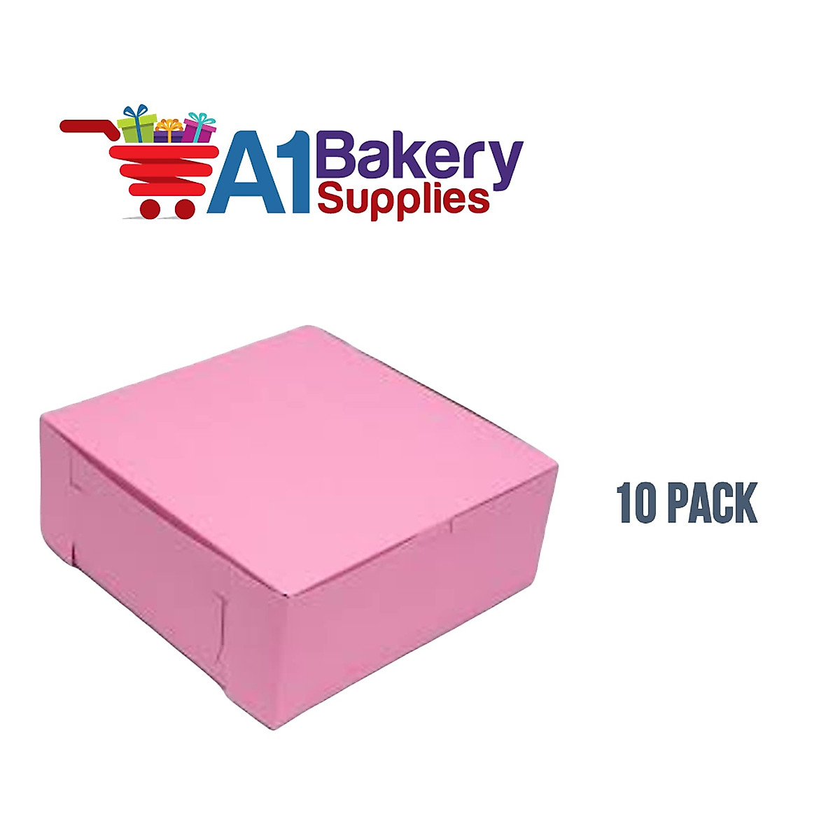 A1 Bakery Supplies Cake Boxes Cake Carry Boxes Disposable Cake boxes 10 Pack Pink 8 x 5 x 3.5 MADE IN USA