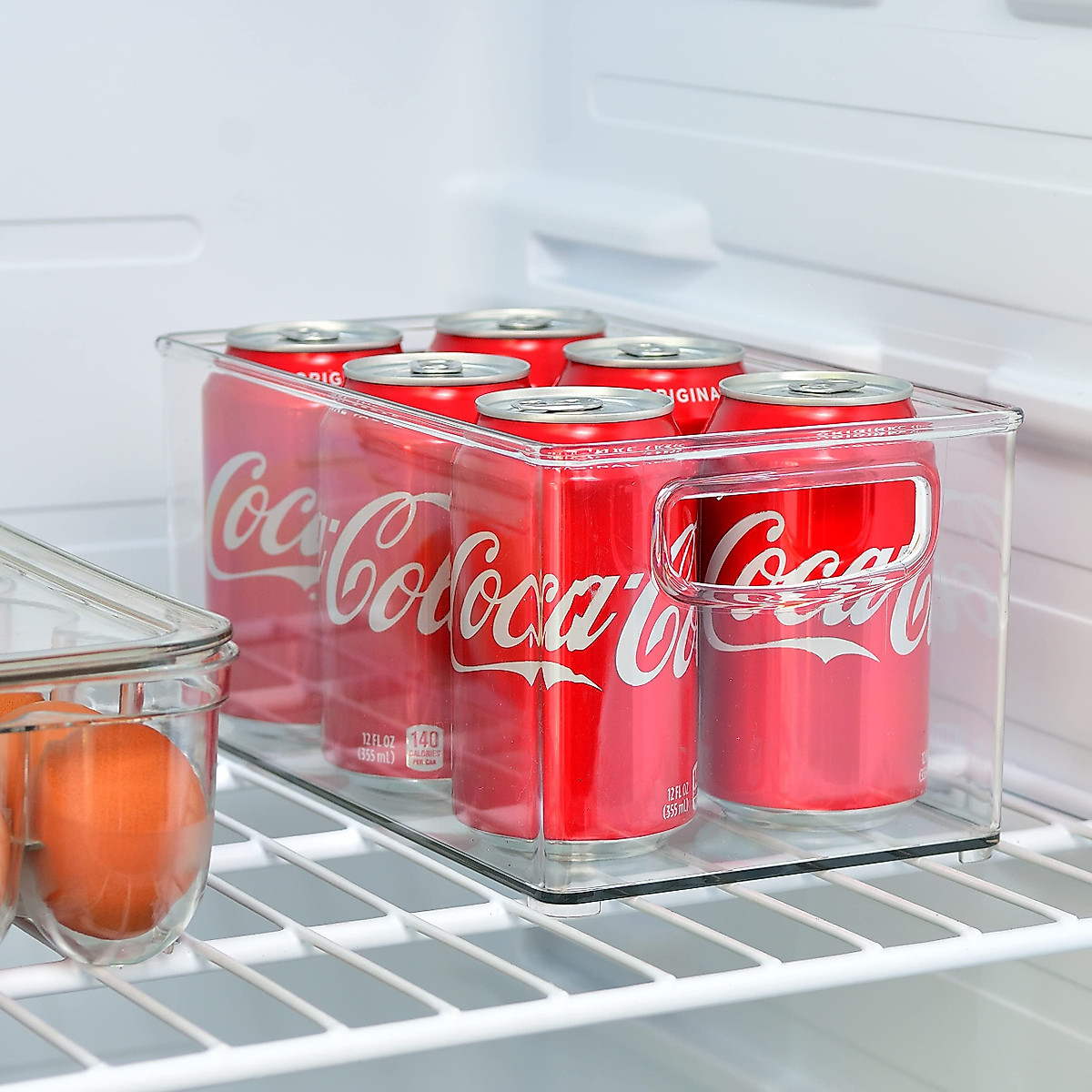 Youngever 2 Pack Stackable Plastic Storage Organizer Container Bin, Stackable Storage Bins with Handler for Refrigerator, Pantry (10" x 6" x 5")