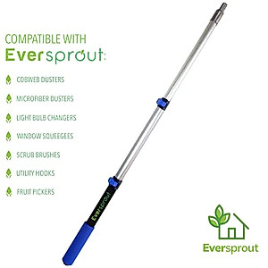 EVERSPROUT 1.5-to-3 Foot Scrub Brush | Built-in Rubber Bumper | Lightweight Extension Pole Handle | Soft Bristles wash Car, RV, Boat, Solar Panel, Deck | Shower Brush for Cleaning | Floor Brush