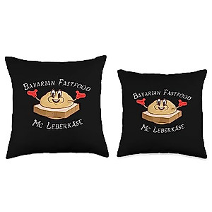 Tolles und Inovatives Design von EDEL-Designe Bayerisches Fastfood Mister MC Leberkäse Throw Pillow, 16x16, Multicolor