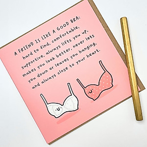 Old English Co. Friendship Gift for Women - Funny Birthday Card for Best Friend - Thank You Card for Special Friend - 'Like a Good Bra' Hilarious Keepsake Card for Female Friend - Thinking of You