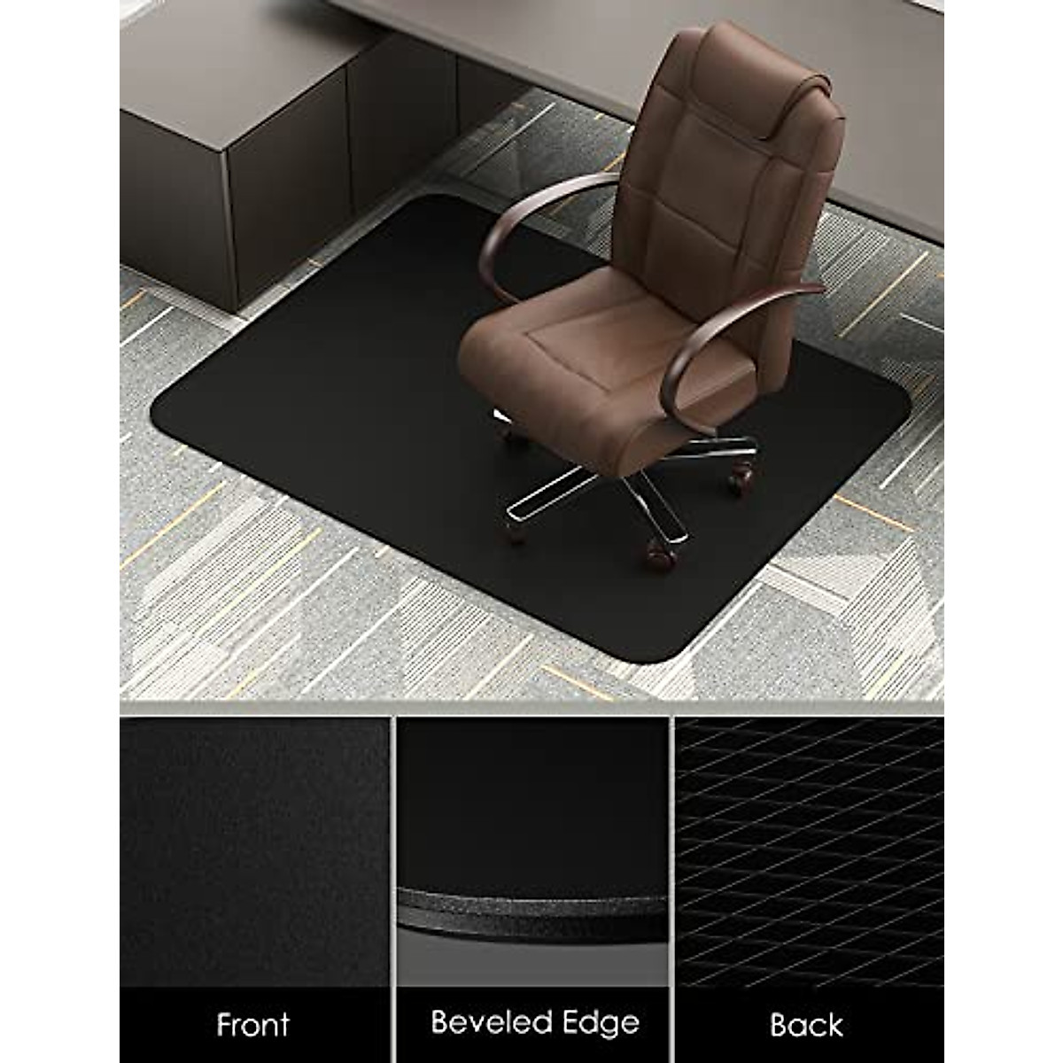 Office Chair Mat for Carpet, Hardwood and Tile Floor, 1/5" Thick Desk Chair Mat, 35" x 45" Anti-Slip Carpet Chair Mats for r Low/Medium Pile Carpets