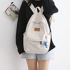 Kawaii Simple Sporty Japanese Korean harajuku backpack teenage school gift for birthday Christmas (white)