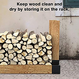 GASPRO Outdoor Firewood Rack Brackets Kit, 2x4 Adjustable Log Rack Brackets for Wood Storage, Black Steel