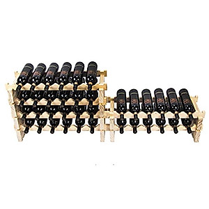 Beyond Your Thoughts Wine Rack Pine Wood 36 Bottle Capacity Stackable Storage Stand Display Shelves, Wobble-Free, Thicker Wood, (36 Bottle Capacity, 6 Rows x 6)