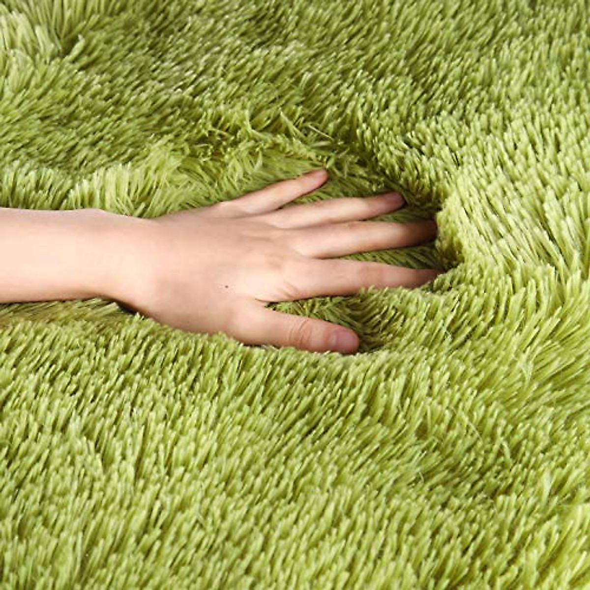 YOH Ultra Soft Shag Rug Fluffy Plush Area Rugs Bedroom Rugs for Living Room Dorm Patio Girls Kids Room Nursery Home Decorative Carpets, 2.6’x5.3’(Green)
