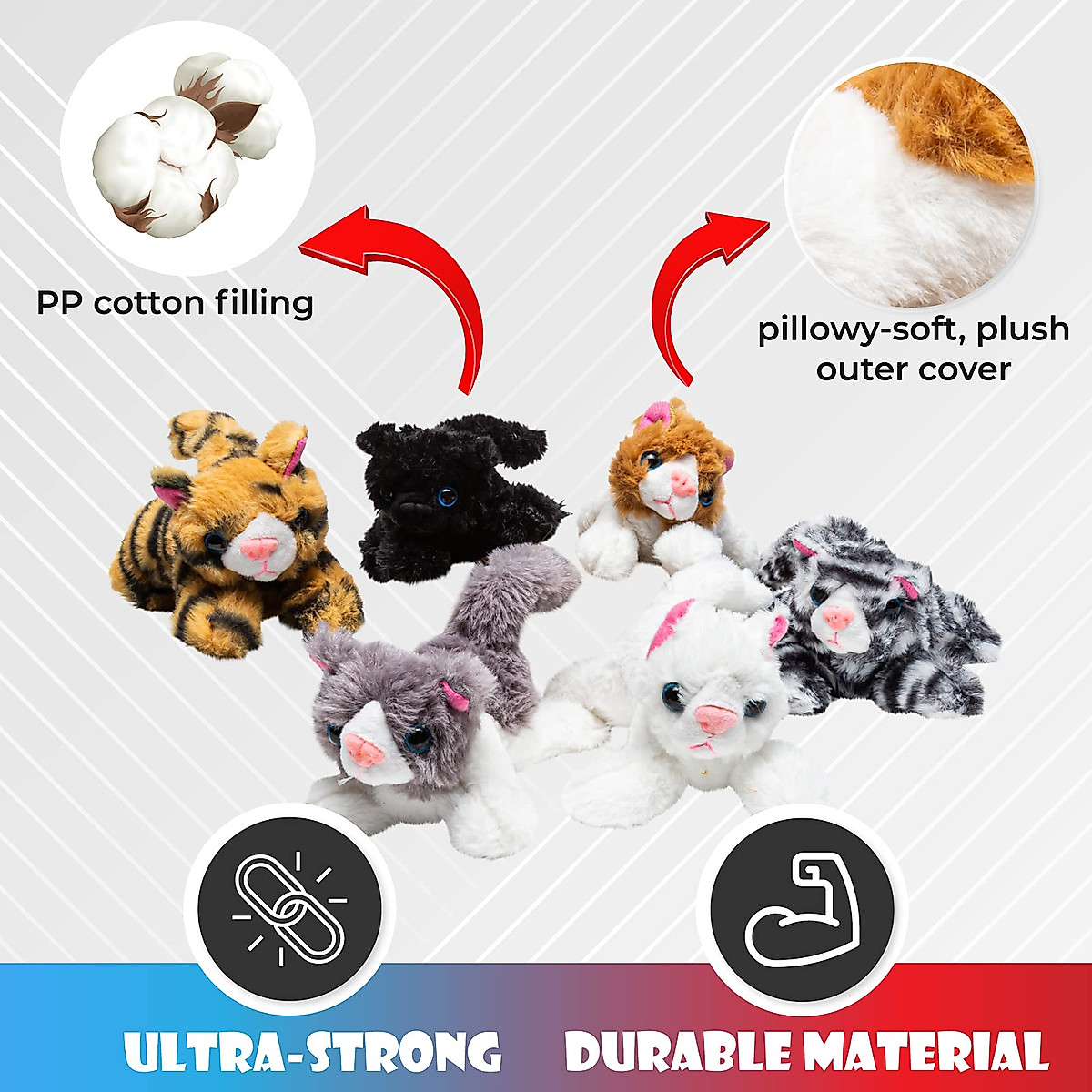 Plush Cat Stuffed Animal - Super Soft, Huggable Cat Toy for Baby, Toddler Boys, & Girls - Snuggle, Cuddle Plush Cat - Stuffed with PP Cotton - Great Gift Idea for Birthdays and Holidays 10 inches