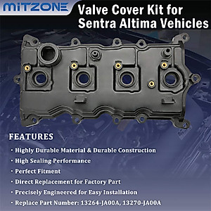 MITZONE Engine Valve Cover Compatible with 2007-2013 Nissan Altima Sentra SE-R 2.5L Part# 13264-JA00A 13270-JA00A