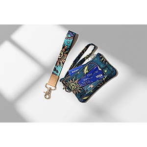 surfer id case wallet for women for lanyards, Zip Driver Licence Holder((Sun Moon)