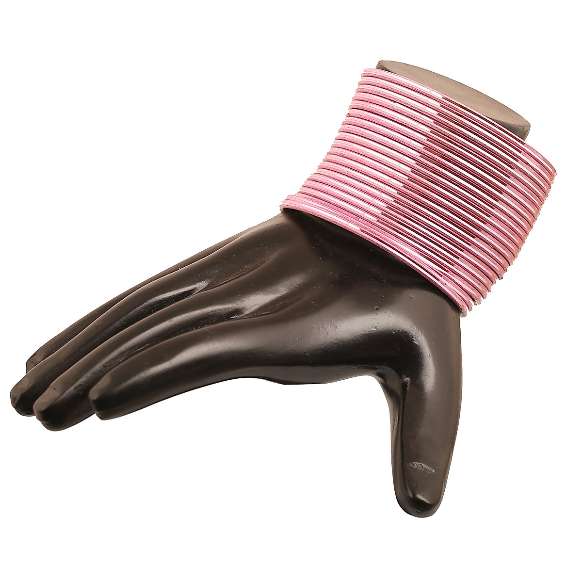 Touchstone "Colorful Bangle Collection Indian Bollywood Modern Style Pretty Baby Pink Textured Color Wrist Filler Indian Bollywood Thin Designer Jewelry Metal Bangle Bracelets For Women. Set Of 24.