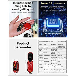 Tuanzi F18 Smallest Flip Cellphone GSM Unlocked 2G Mini Phone MTK6261 Bluetooth Mini Backup Pocket Portable Car Model Mobile Phone Gift for Kids (Gold)