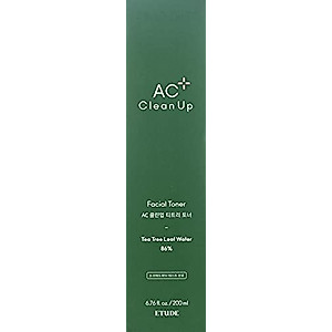 ETUDE House AC Clean Up Facial Toner 6.76 fl. oz. 200ml | Balancing Low pH Level Tea Tree Toner | Dead Skin Cell Care to Calm Down and Hydrate Troubled Skin | Fast Relief for Acne Pron Skin