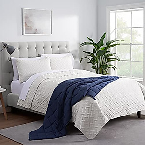 SERTA Zen Rest Wrinkle Resistant Adult Heavy Weighted Throw Blanket Filled with Glass Beads, 12 lbs (48 in x 72 in), Navy