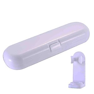 Fleesion Electric Toothbrush Case Plastic Travel Case Suitable for Oral B, Philips Sonicare and Other Electric Toothbrush, with one wall-mounted bracket generic adaptation (White)