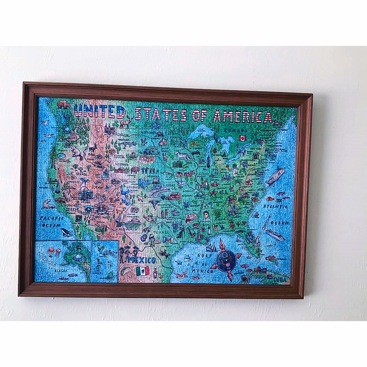 A2PLAY USA Map Puzzle 1000 Piece for Adults, United States of America, Patriotic Jigsaw Puzzle & Bonus Fact Poster, Premium Materials, 27.5 x 19.7 in