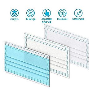 Comix Disposable Face-Mask with 3-Layer Disposable Face Masks, Pack of 50