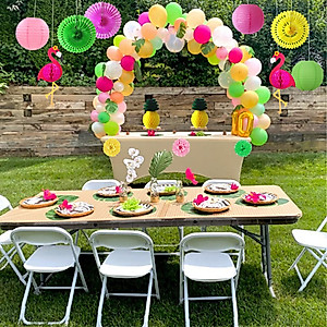 Flamingo Party Decorations, Hawaiian Party Supplies Flamingo Honeycomb Ball Paper Lanterns Tissue Paper Fan for Luau Birthday Tropical Bachelorette Party (Yellow/Green/Pink)
