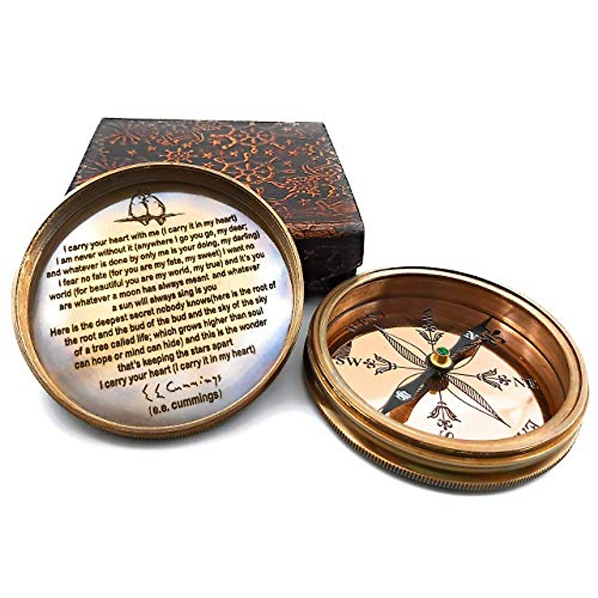 Life is beautiful with you Engraved compass, E E cumings poem engraved working compass, Anniversary, birthday, love, Sorry, Valentines day, Keepsakes, old memories, Love momentos, Unusual gift