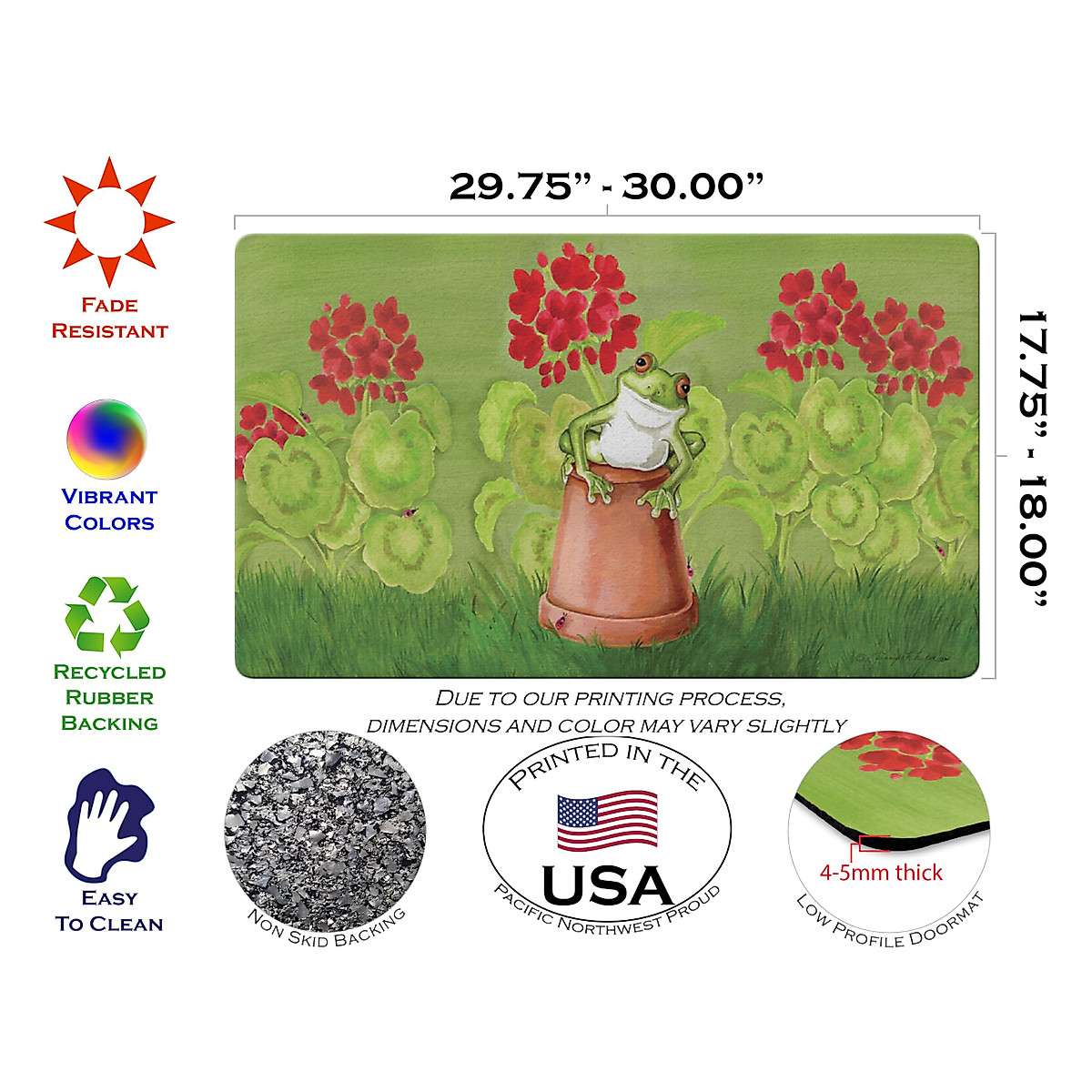 Toland Home Garden 800050 Potted Frog Spring Door Mat 18x30 Inch Summer Outdoor Doormat for Entryway Indoor Entrance